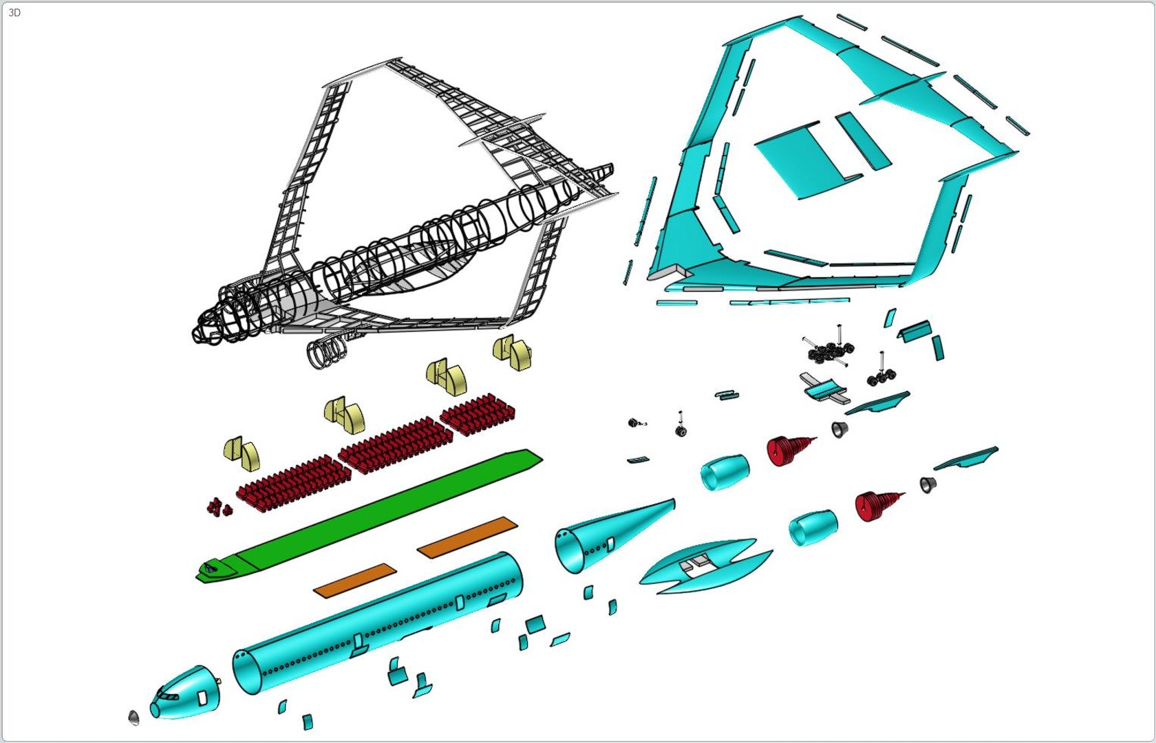 3d Box Wing Transport Aircraft Model