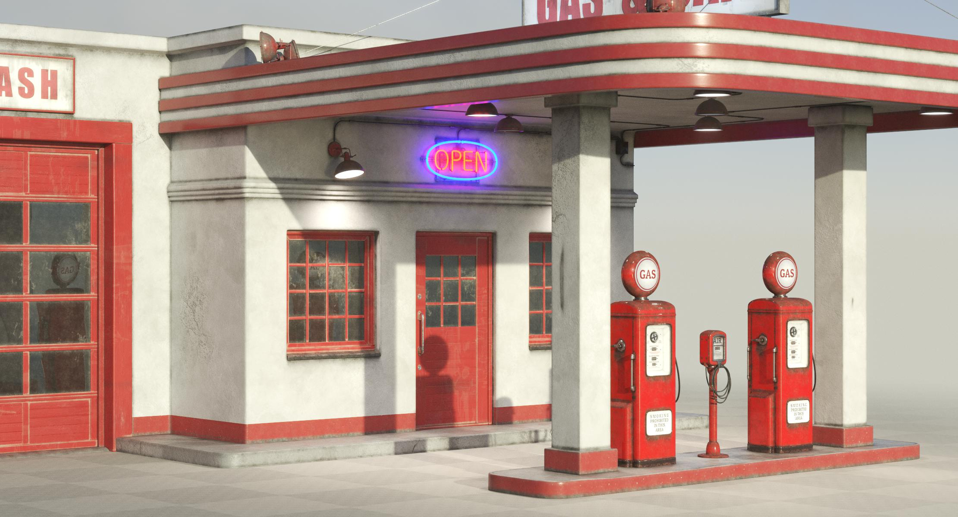 3D model vintage gas station - TurboSquid 1406950