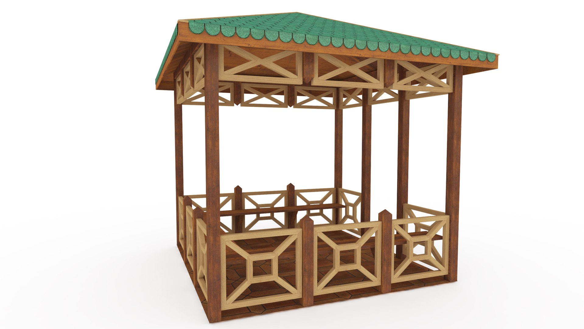 3D Wooden Pergola model - TurboSquid 1977172