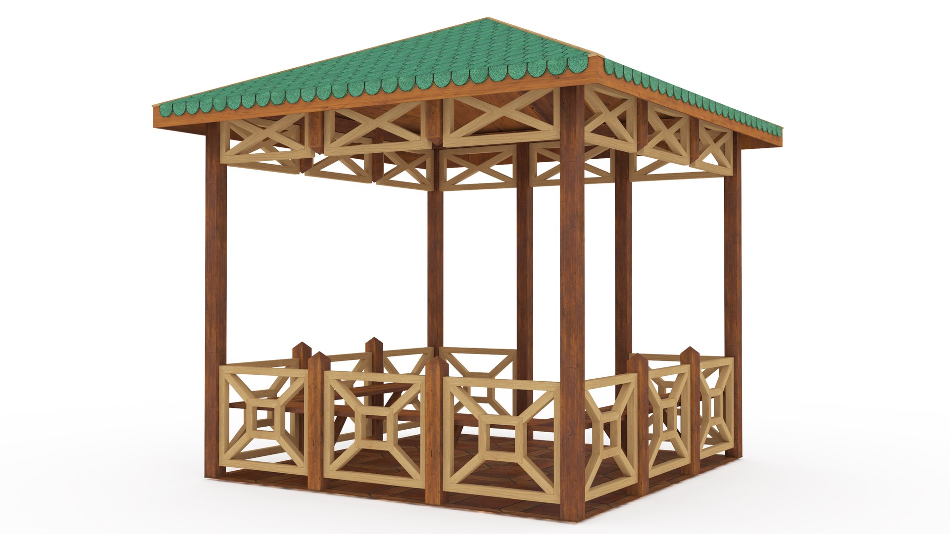 3D Wooden Pergola model - TurboSquid 1977172