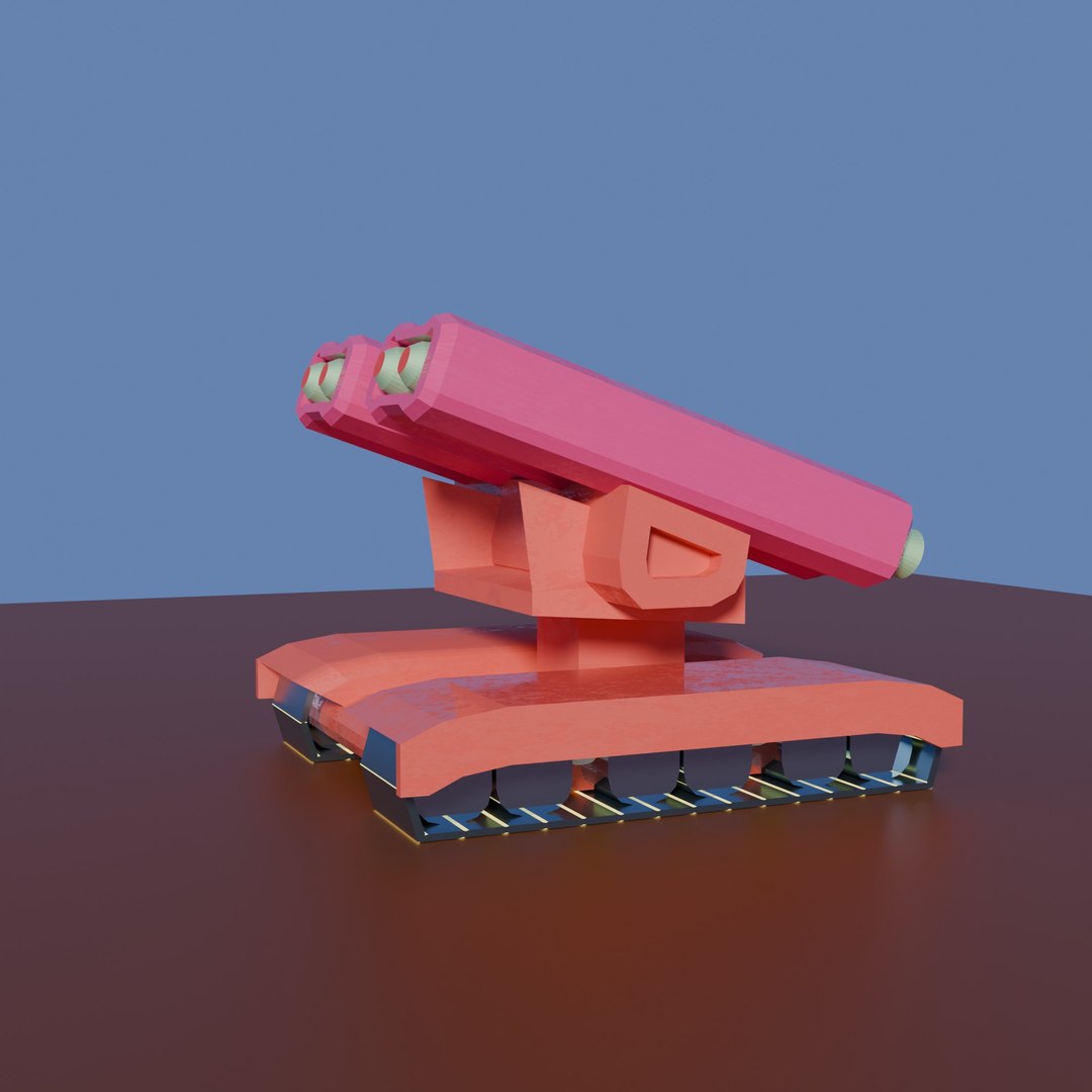 3D Cartoon Rocket Launcher On Tracks Model - TurboSquid 2443543