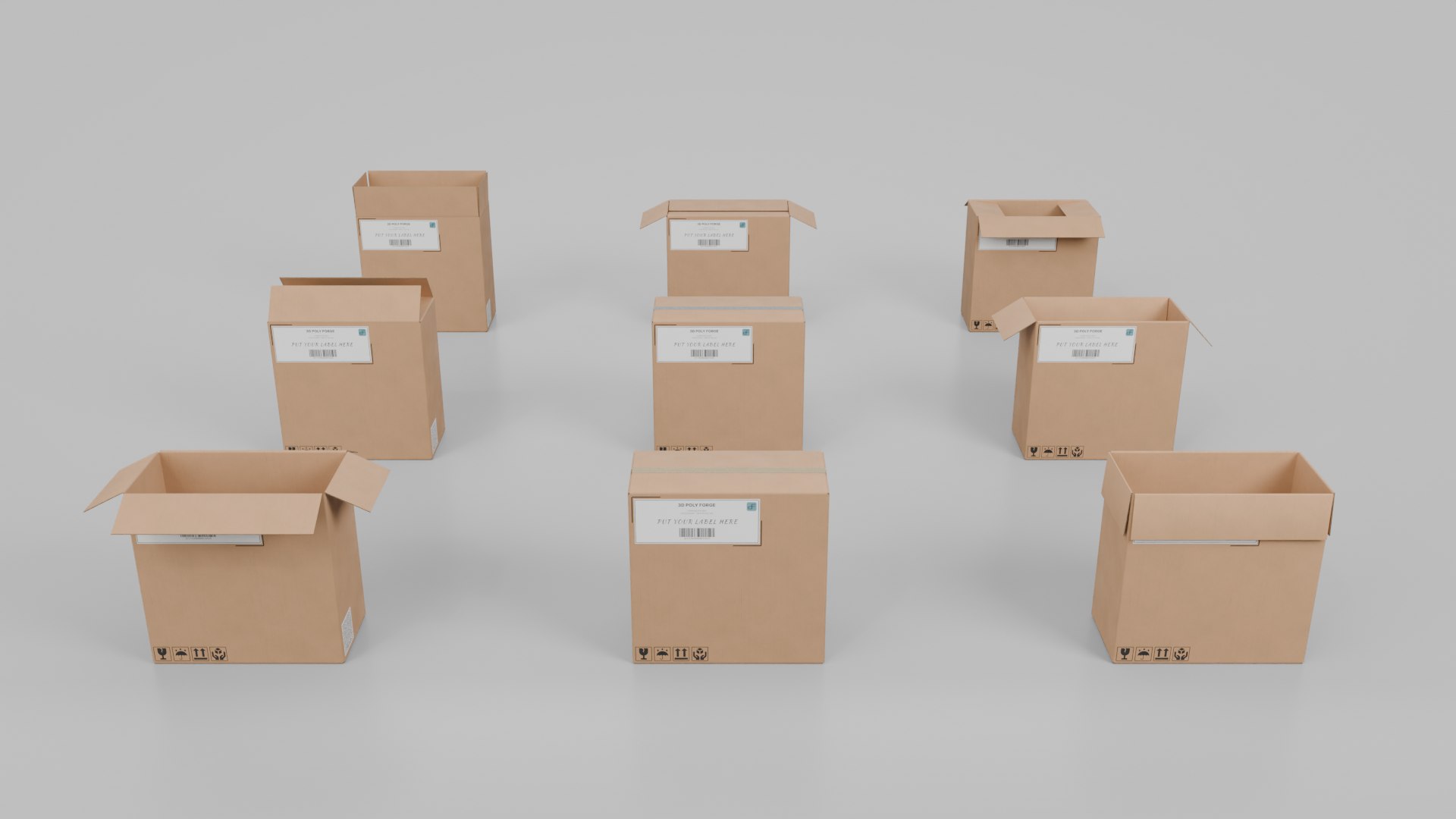 Cardboard Box R-244 - Rigged And Customizable 3D Model - TurboSquid 2415665