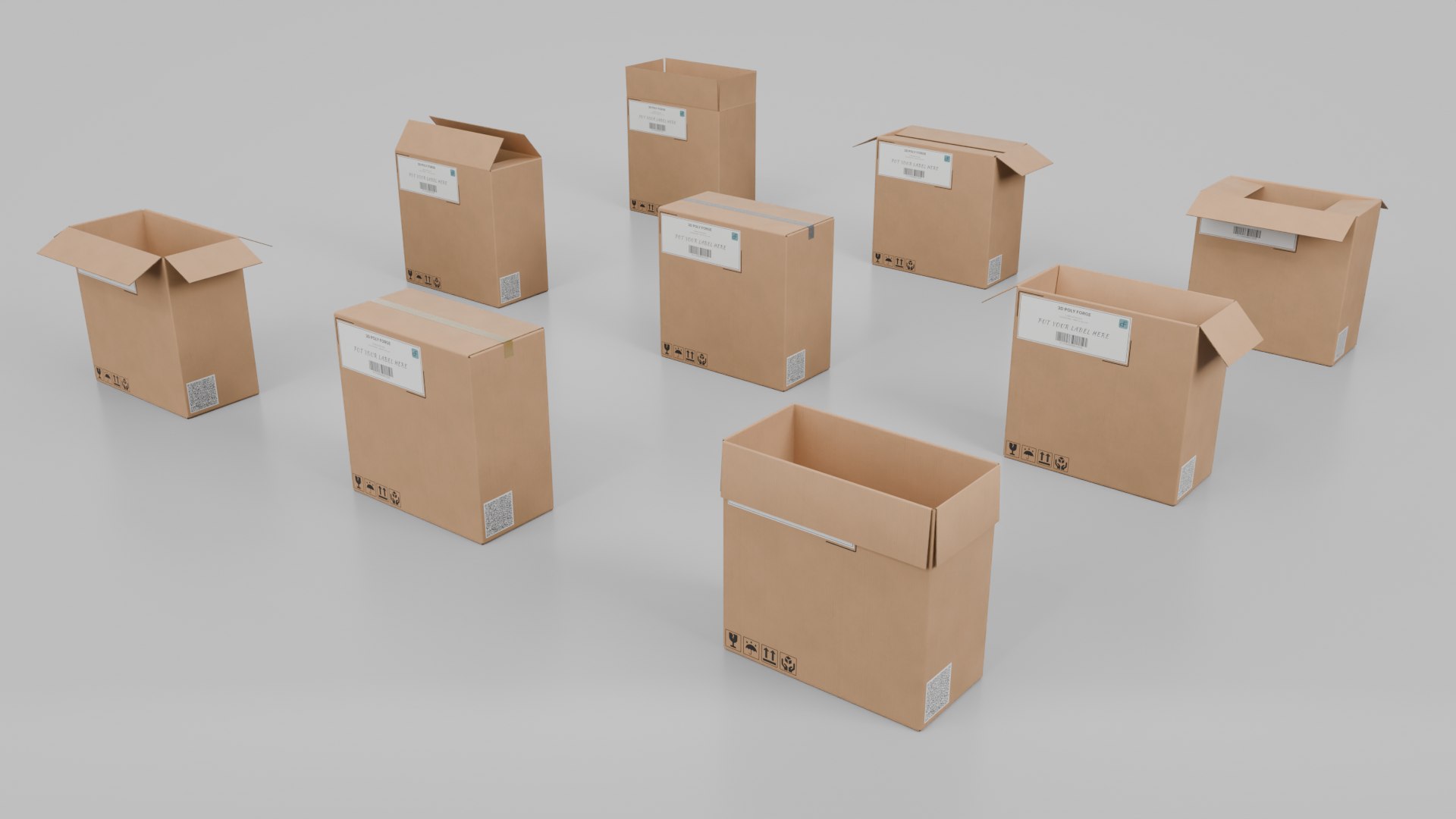Cardboard Box R-244 - Rigged And Customizable 3D Model - TurboSquid 2415665