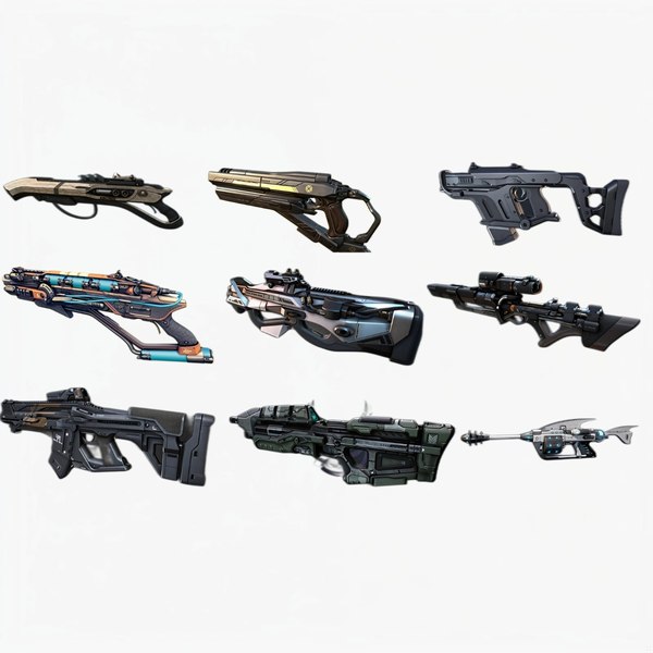 3D модель Набор из 45 футуристических научно-фантастических оружий ...
