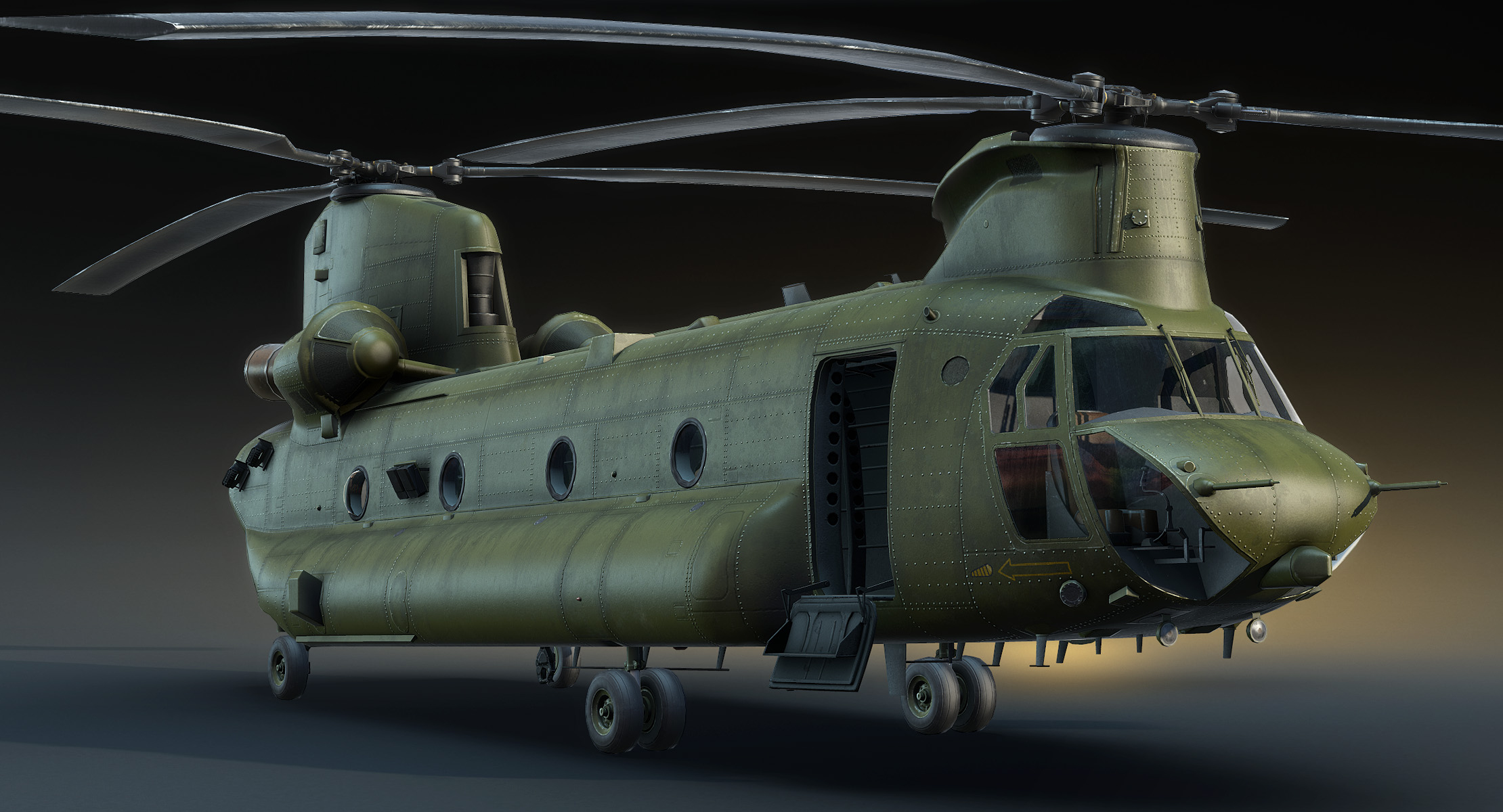 3D low-poly military helicopter ch-47 chinook | 1144900 | TurboSquid