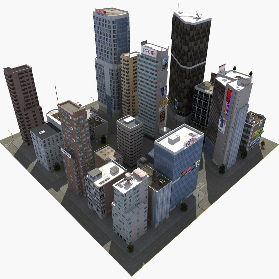 Downtown City Block 3d Model