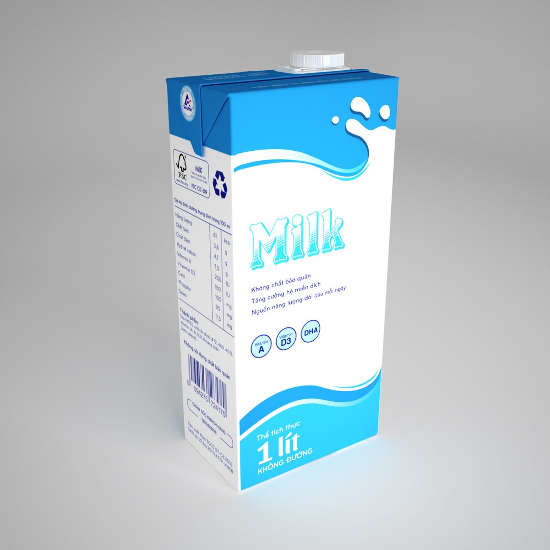 3D Milk Box - TurboSquid 1282644