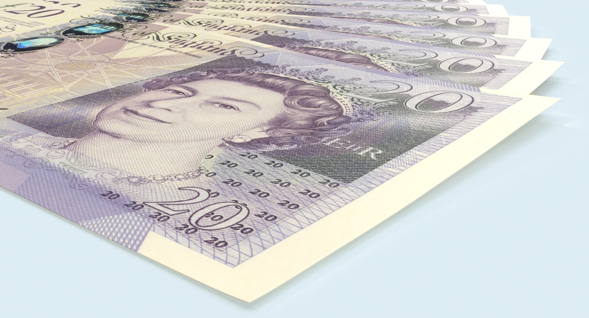 20-pound-note---fanned model | 1149090 | TurboSquid