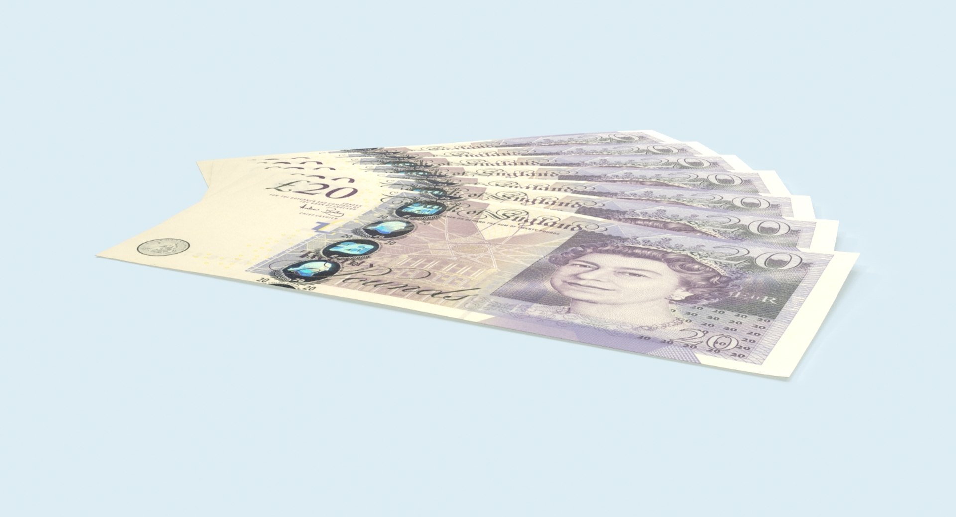 20-pound-note---fanned model | 1149090 | TurboSquid