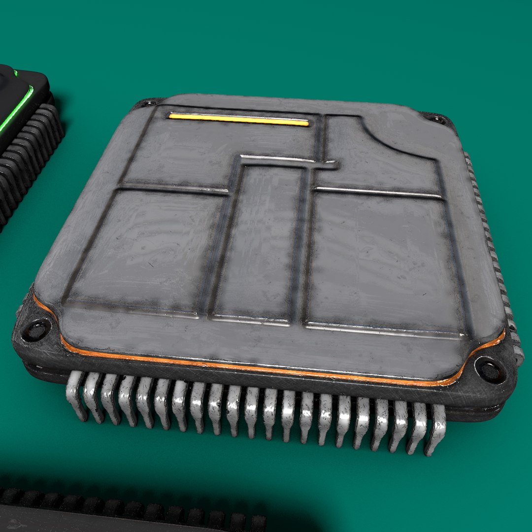 5 Computer Chips 3d Model