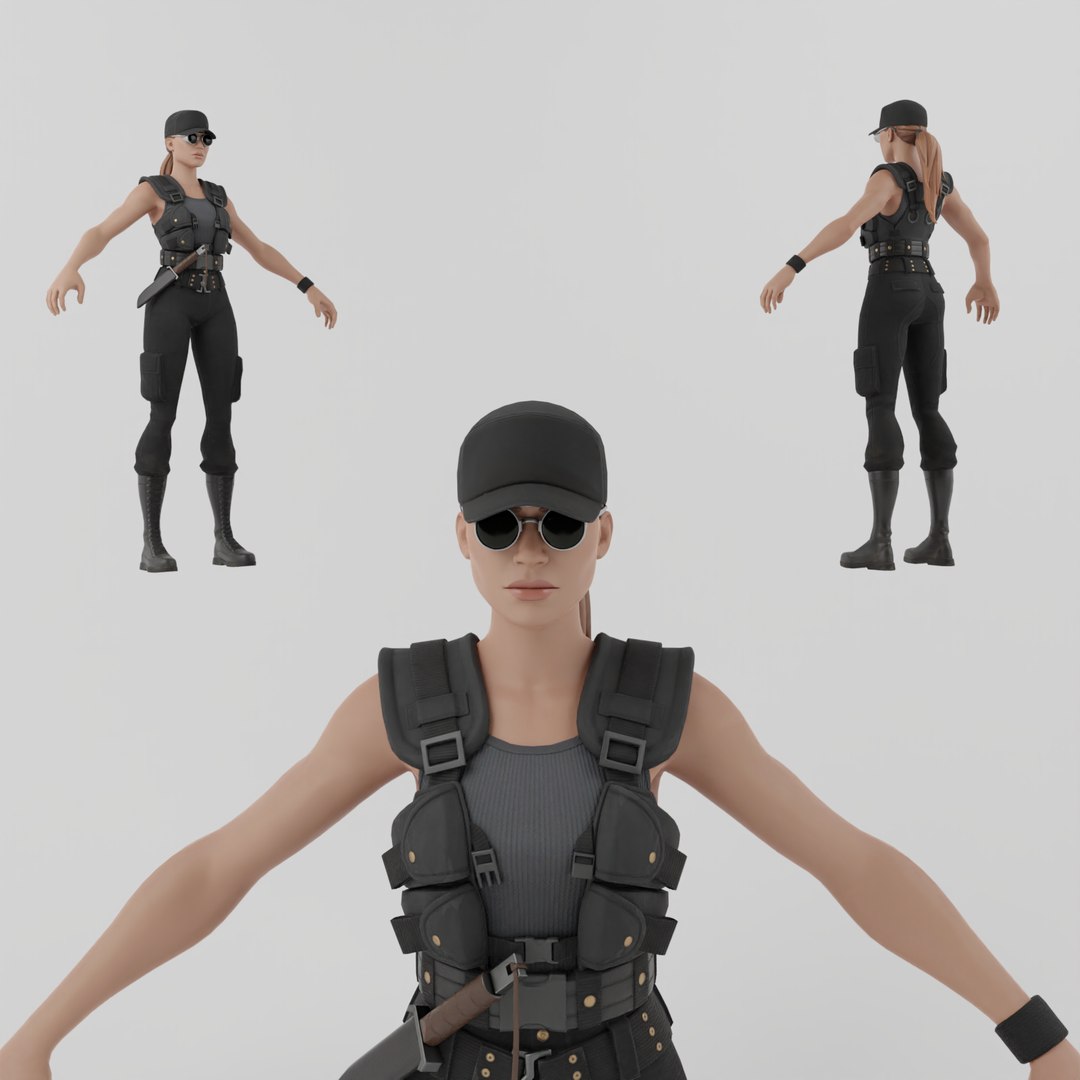 3D model Sarah Conor Lowpoly Rigged - TurboSquid 2034485