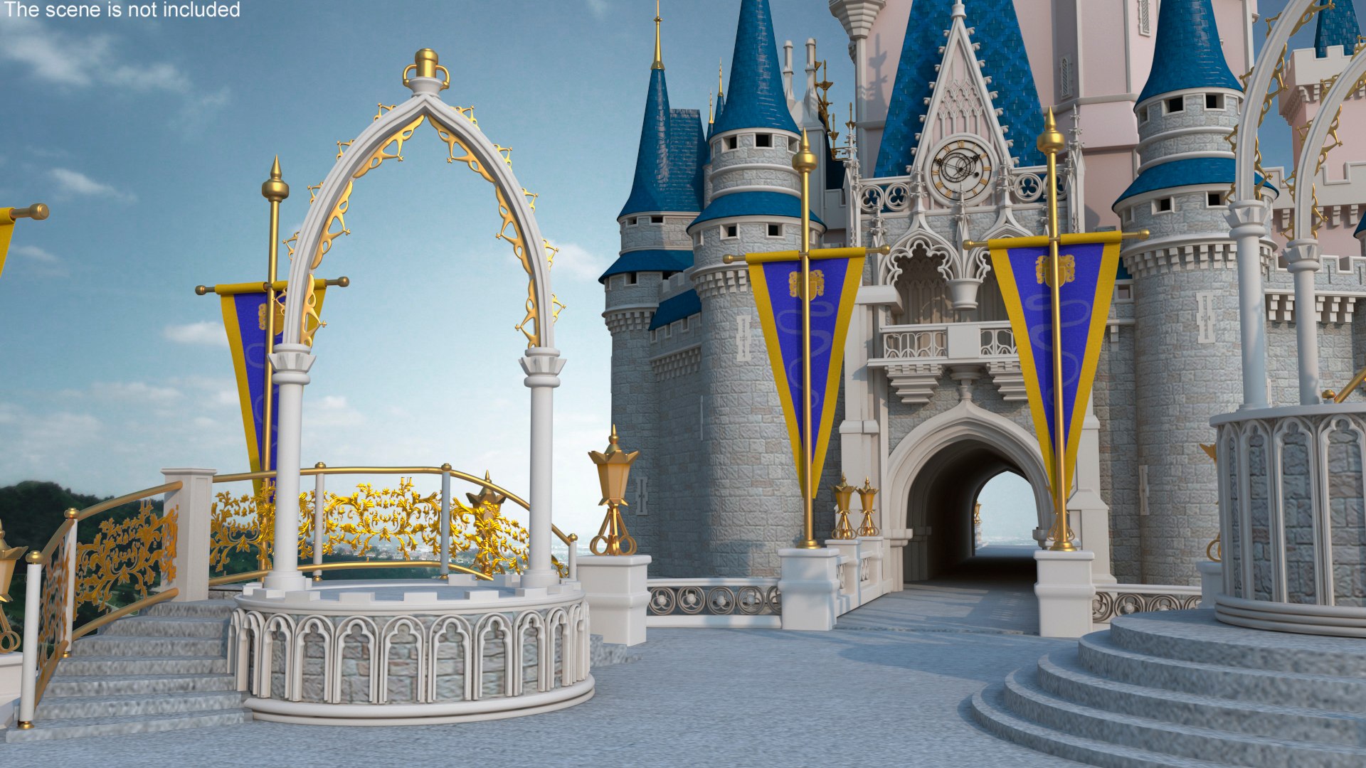 Fantasy Castle With Courtyard Fur 3D - TurboSquid 2410977