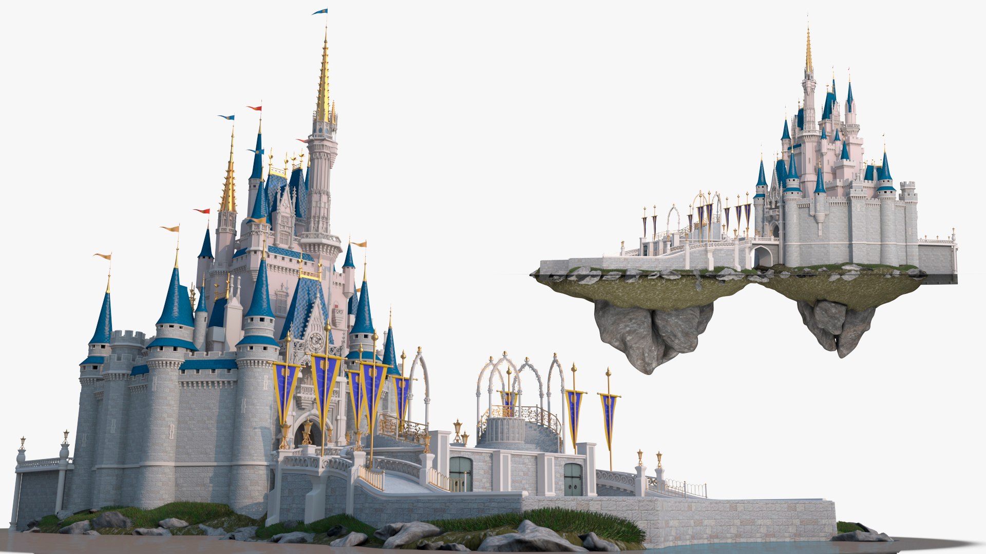 Fantasy Castle With Courtyard Fur 3D - TurboSquid 2410977