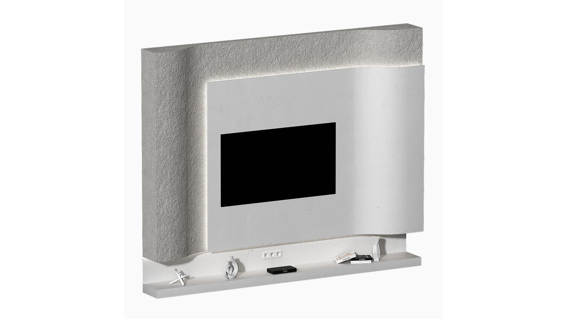 TV Wall Kit Modern Minimal Wave Wall 3D - TurboSquid 2253974