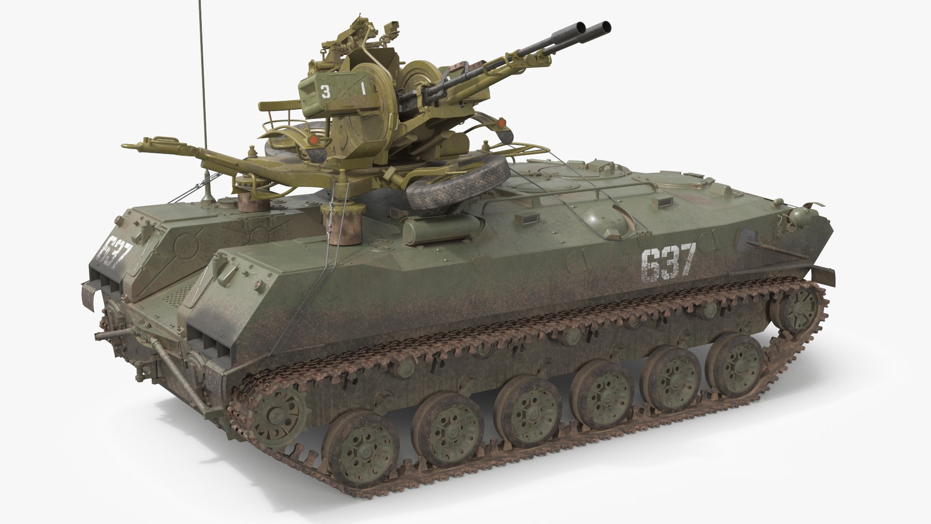 Soviet BTR-ZD Self-Propelled AA Vehicle Green Rigged Model - TurboSquid ...