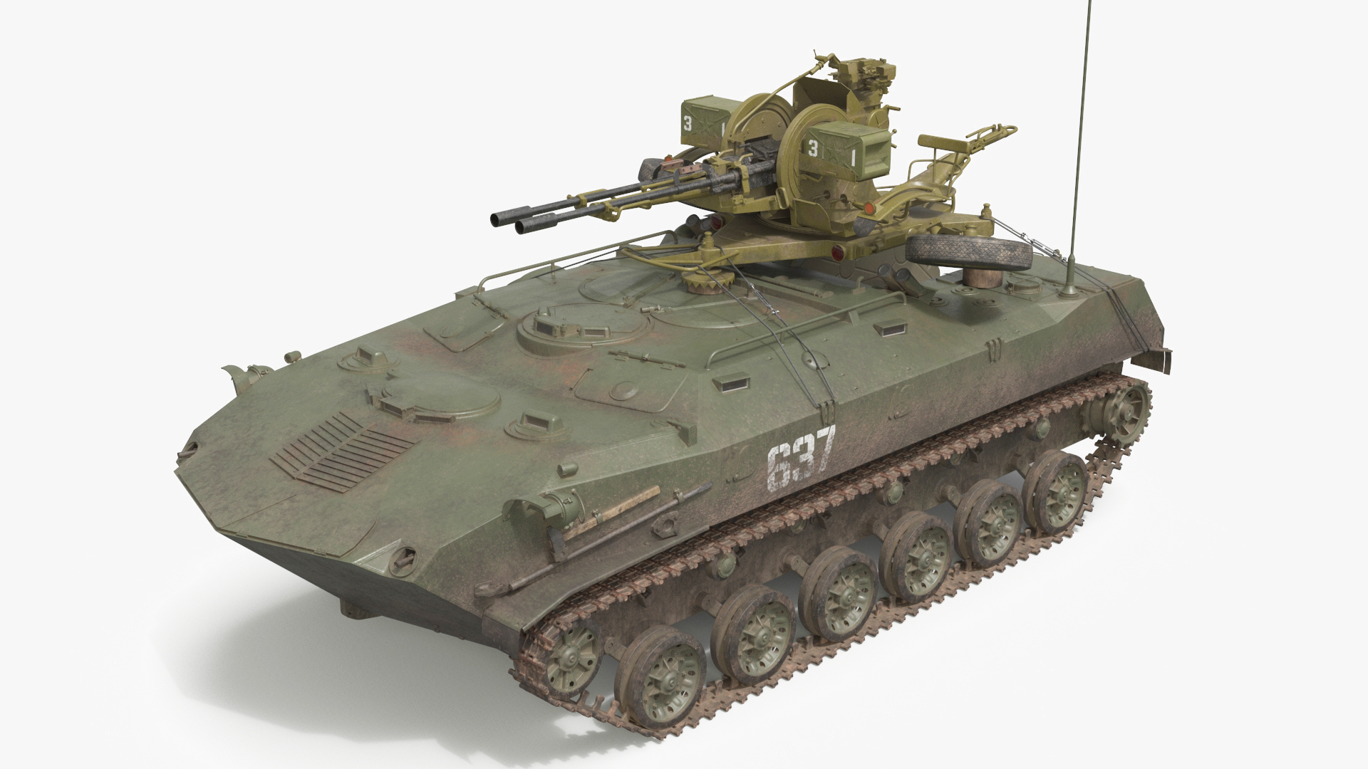 Soviet BTR-ZD Self-Propelled AA Vehicle Green Rigged Model - TurboSquid ...