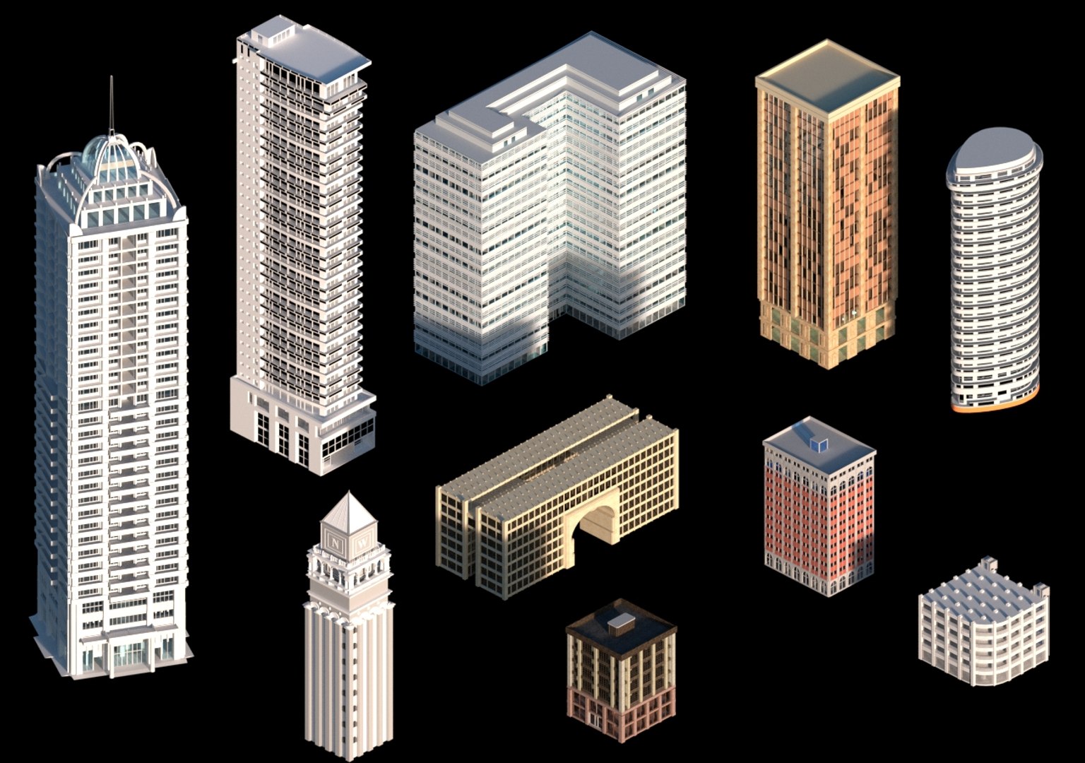 3D Buildings Skyscrapers Model - TurboSquid 1429136