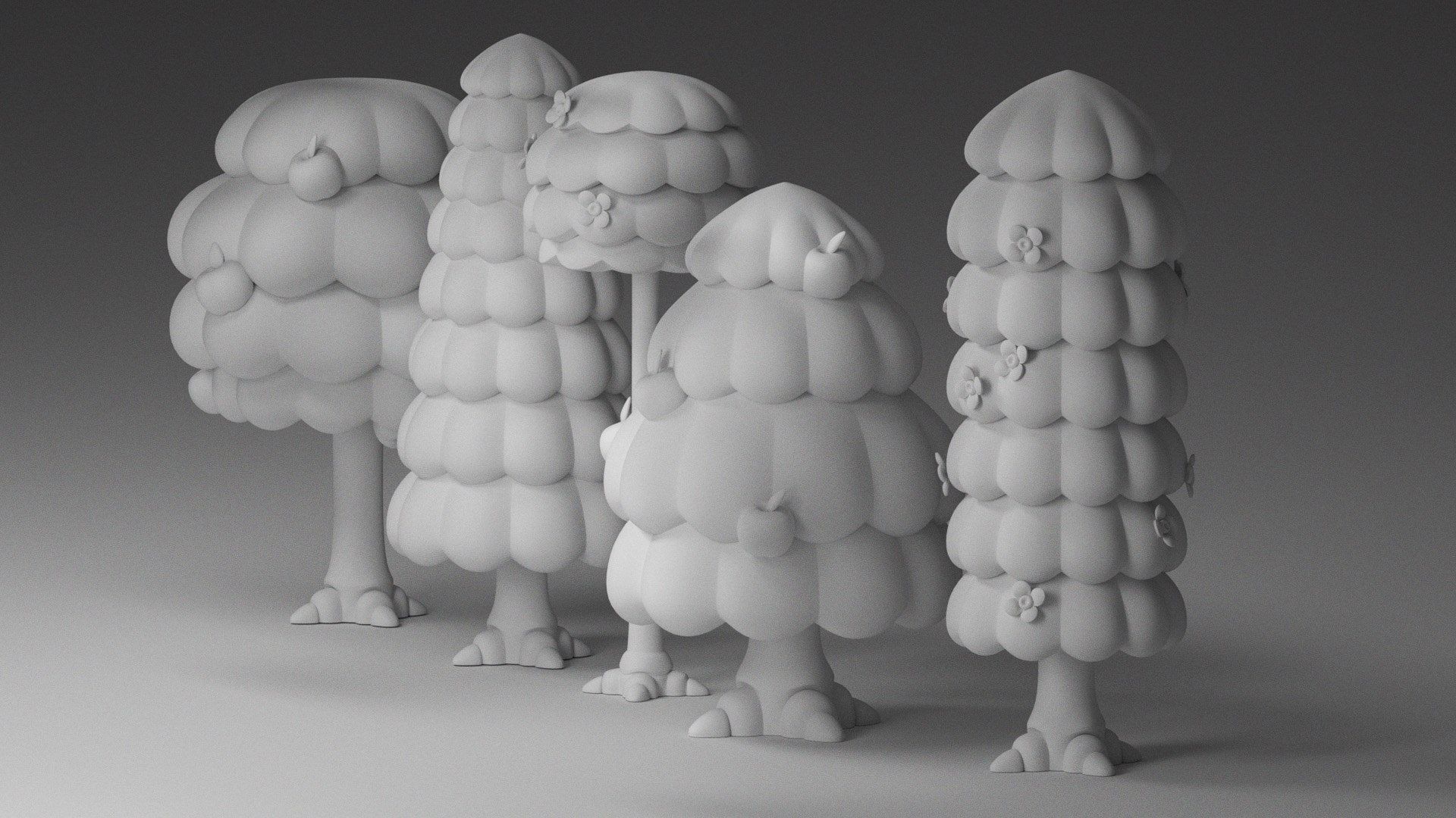 3D Model Cartoon Apple Tree Bundle - TurboSquid 2114386