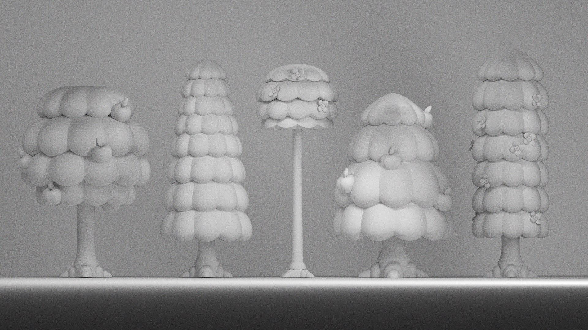 3D Model Cartoon Apple Tree Bundle - TurboSquid 2114386