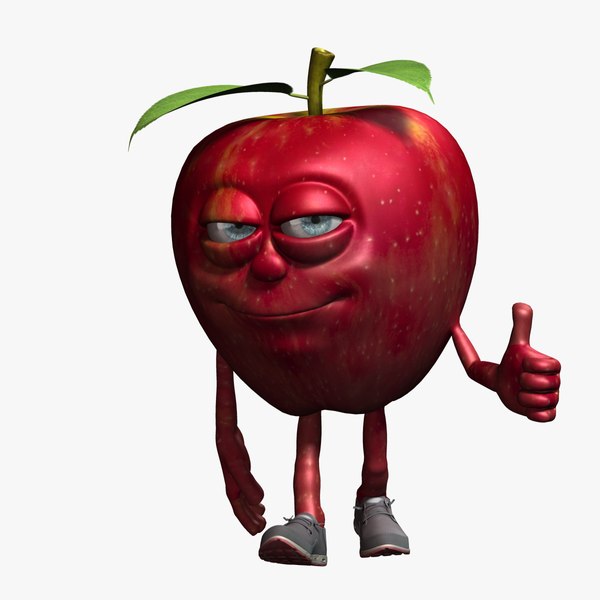 3D apple cartoon character 2 - TurboSquid 1287775