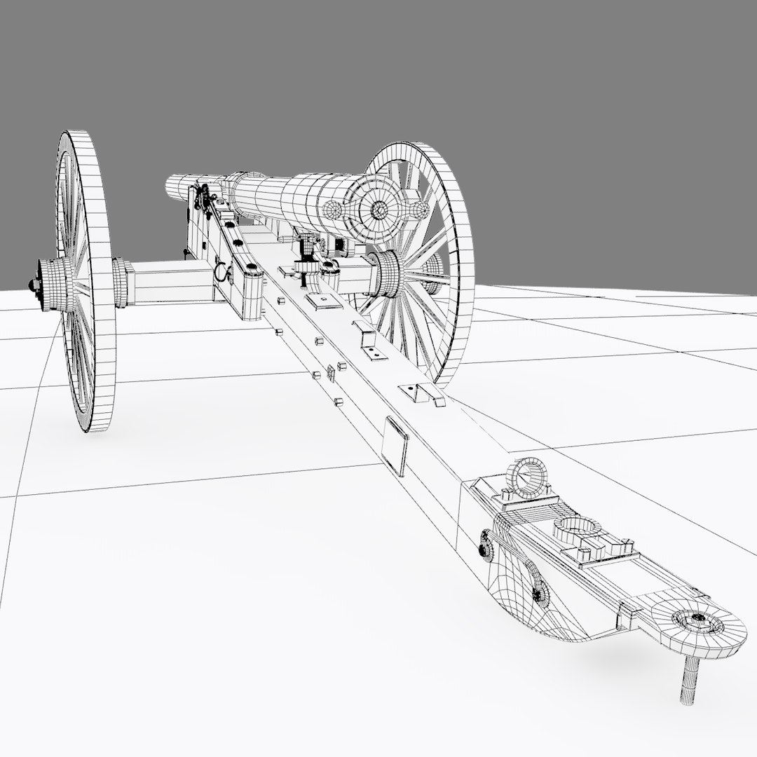 3d mesh civil war cannon model