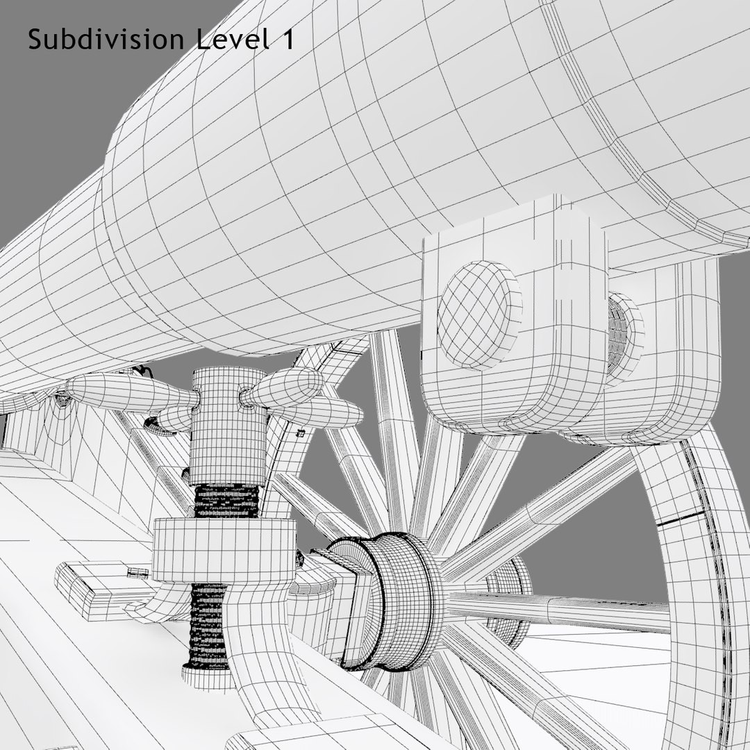 3d mesh civil war cannon model
