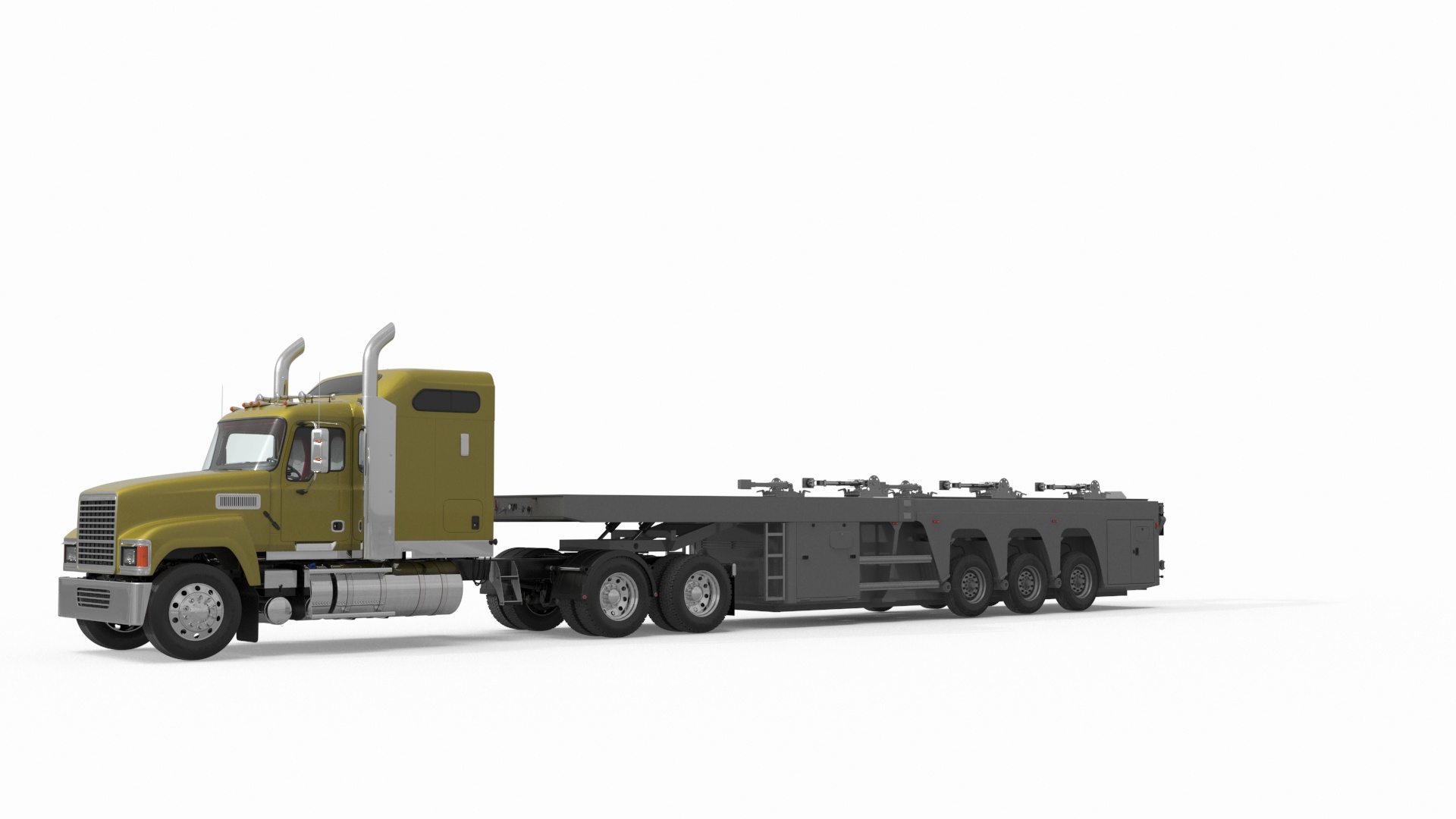 3D Freight Truck With Concrete Panel Semi Trailer Empty Rigged Model - TurboSquid 2292488
