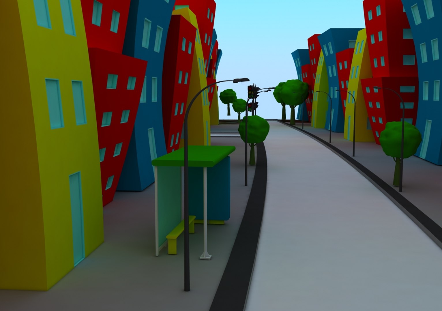 Cartoon City 3d Model