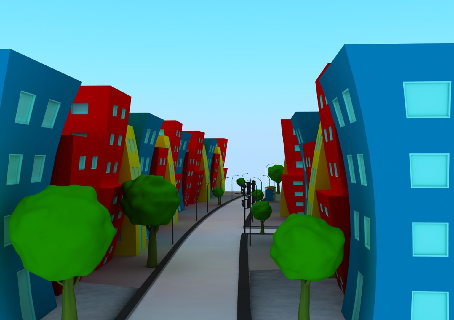 Cartoon City 3d Model