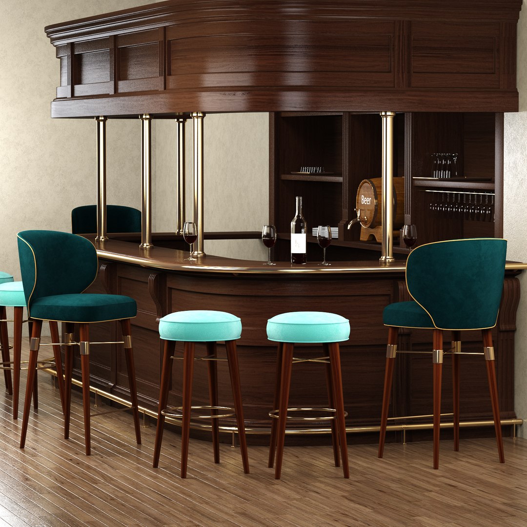3D Louis Bar Chair Model - TurboSquid 1388426