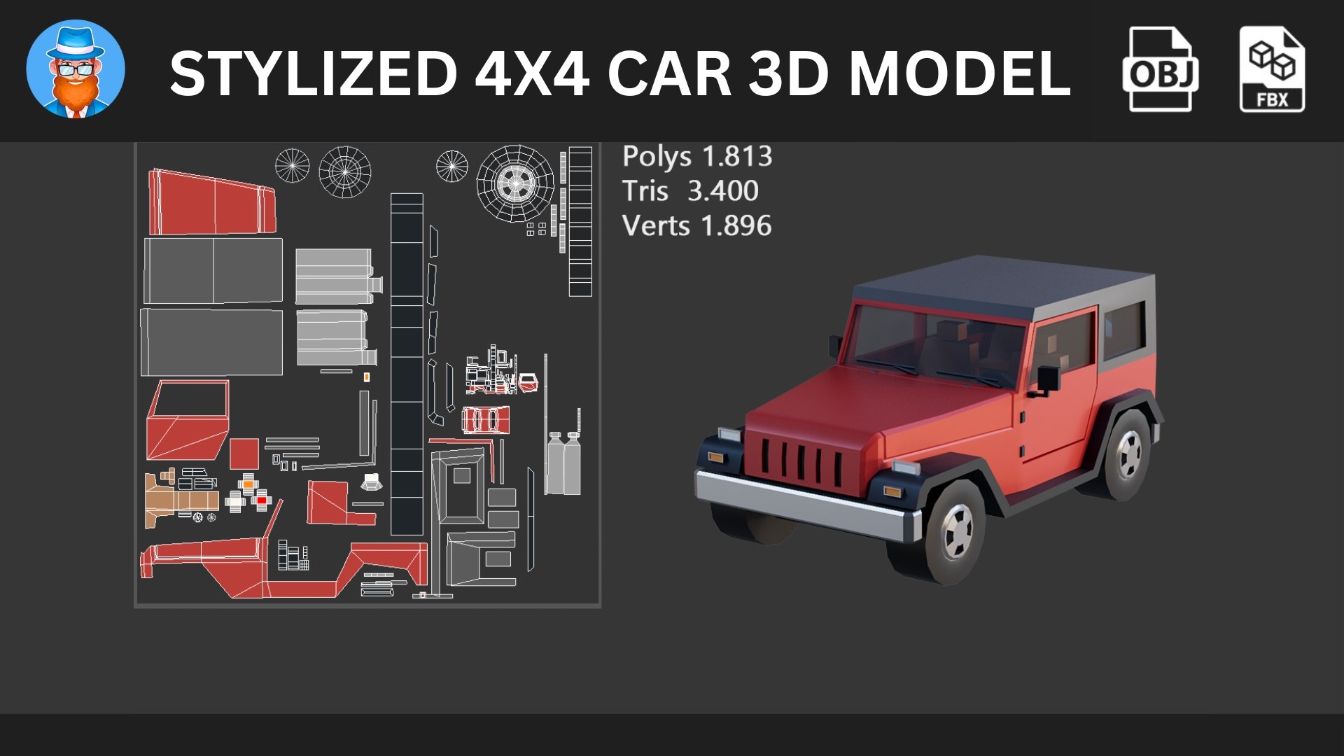 3D Stylized 4x4 Car 3D Model - TurboSquid 2398600