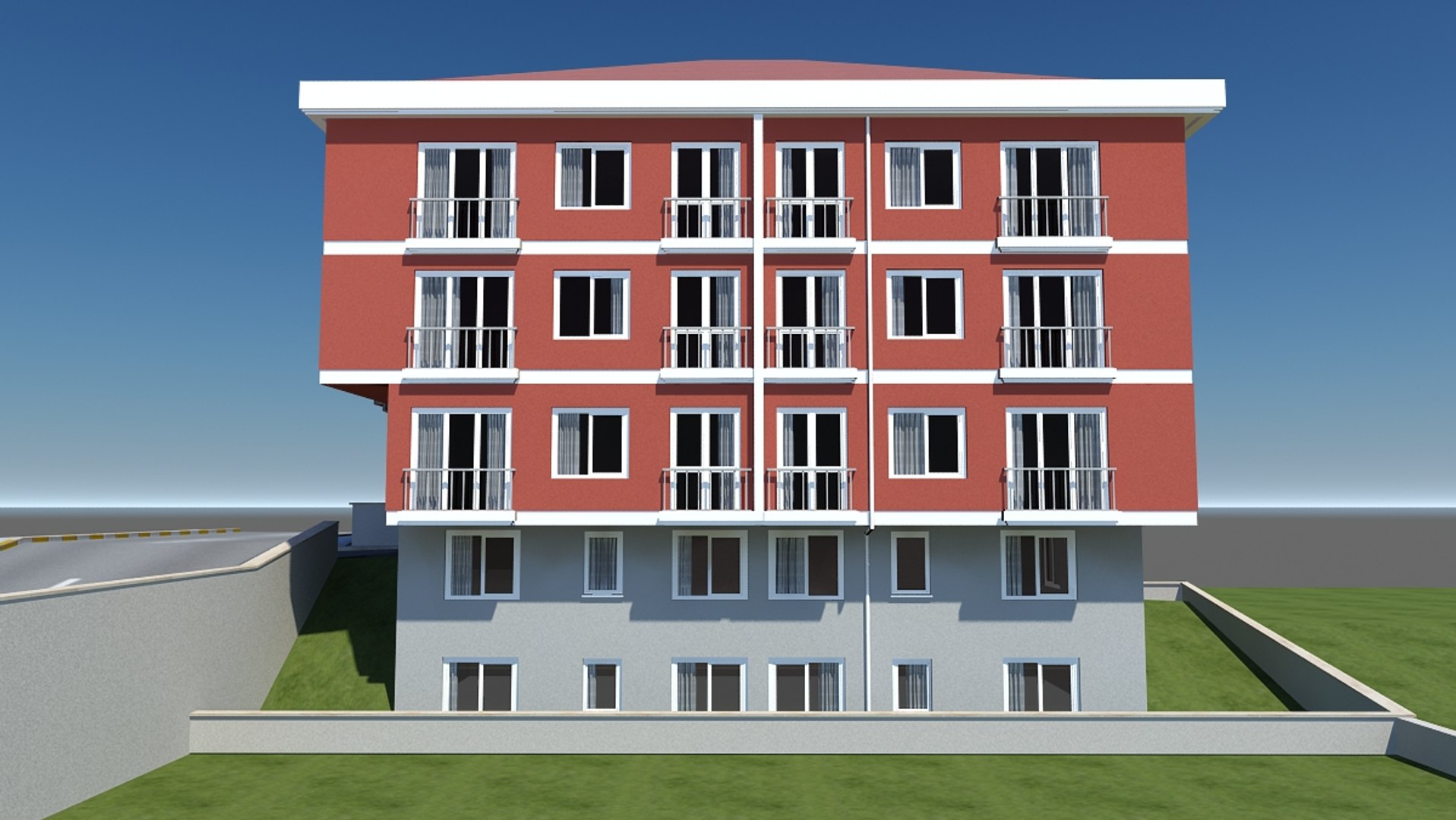 Red Building 3d Max