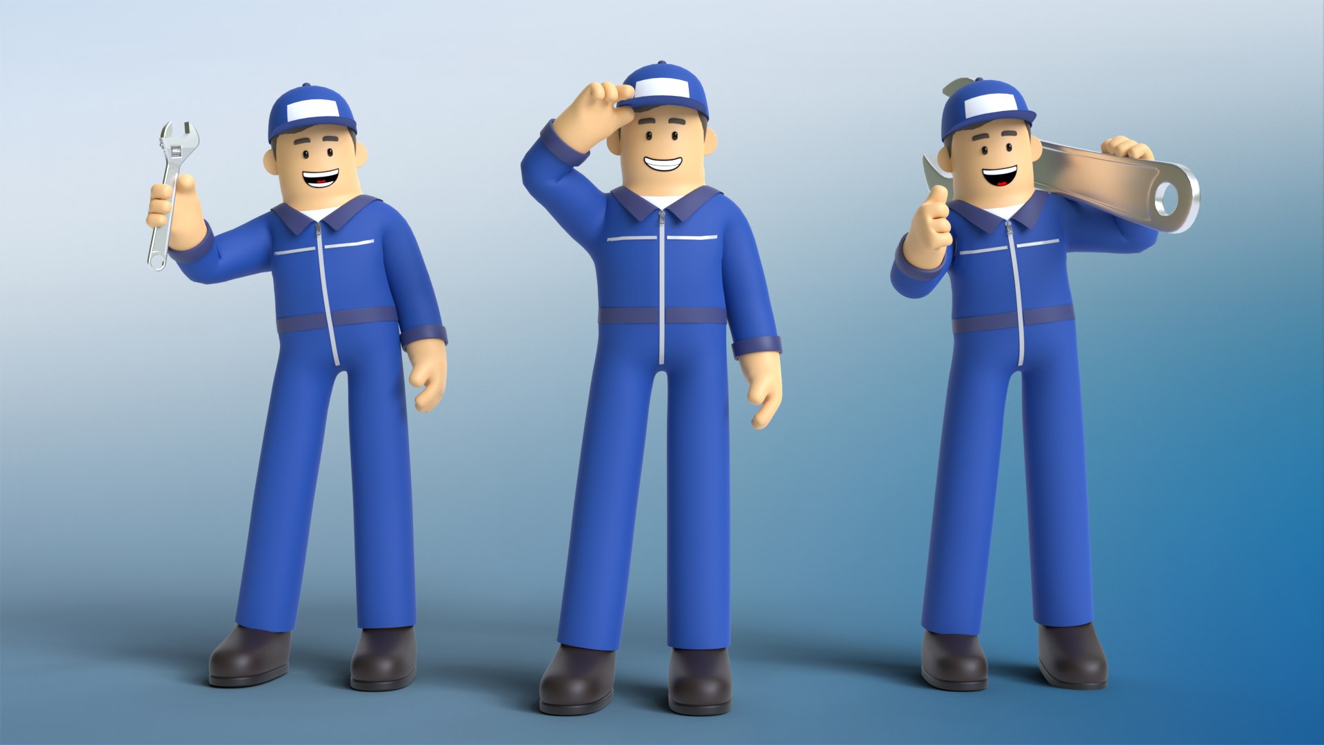 Minimal Mechanic Cartoon Character 3D model - TurboSquid 2089775
