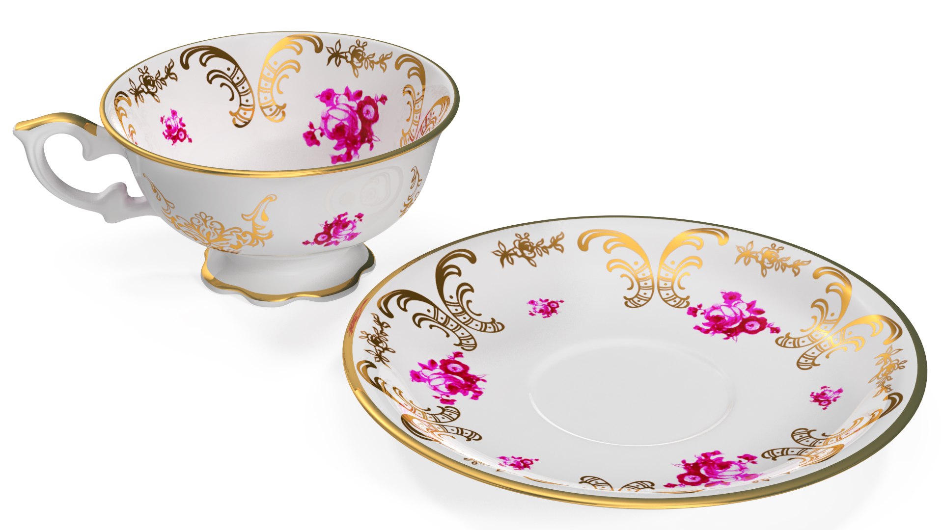 3D Antique Teacup And Saucer - TurboSquid 2106235