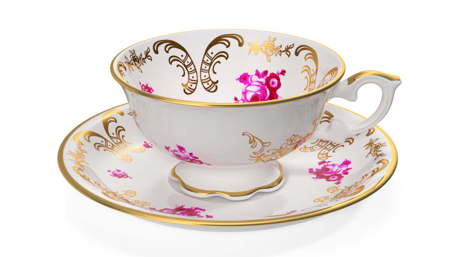 3D Antique Teacup and Saucer - TurboSquid 2106235
