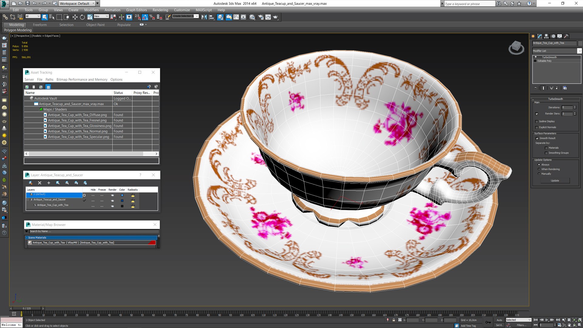 3D Antique Teacup and Saucer - TurboSquid 2106235