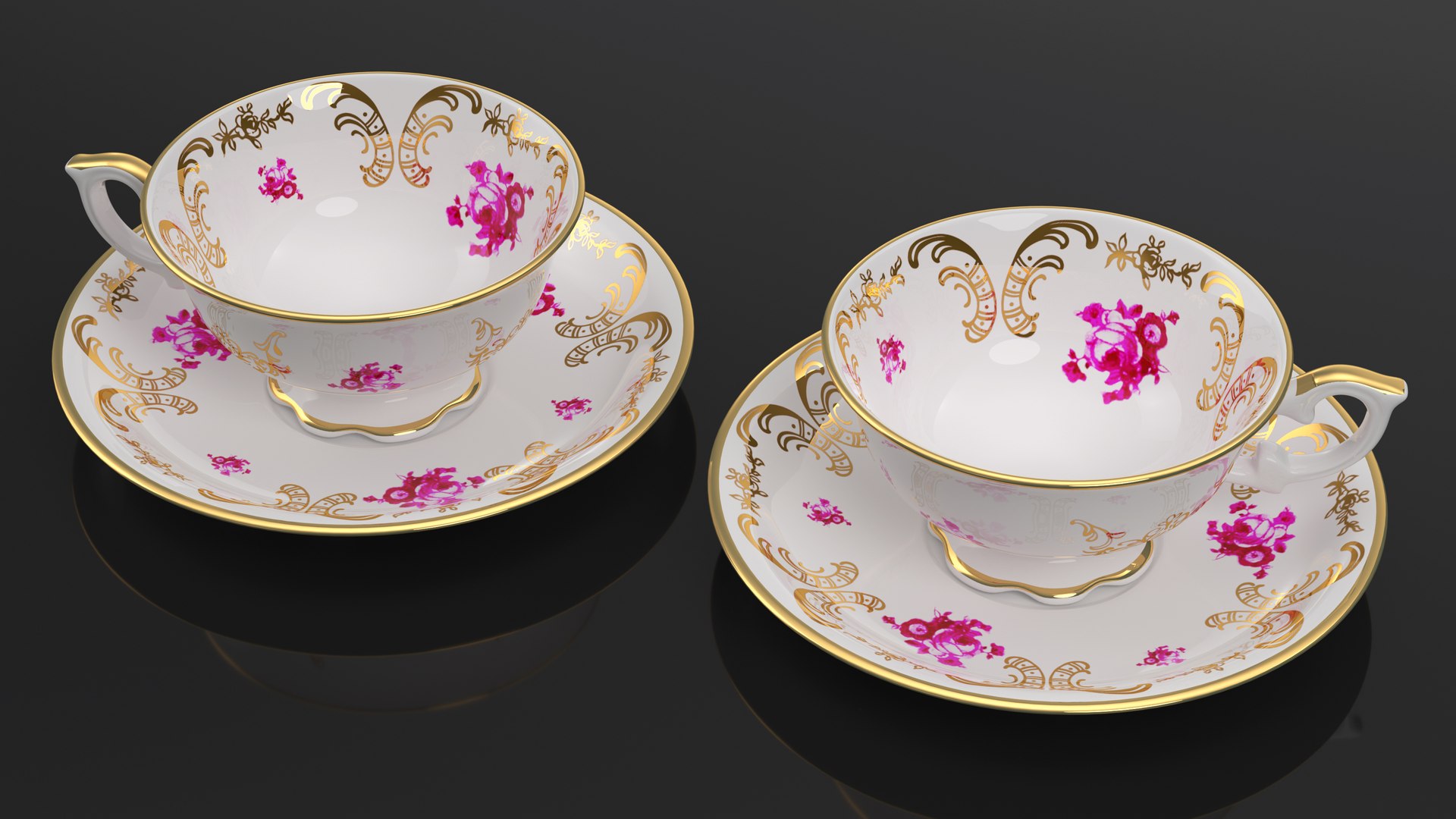 3D Antique Teacup And Saucer - TurboSquid 2106235