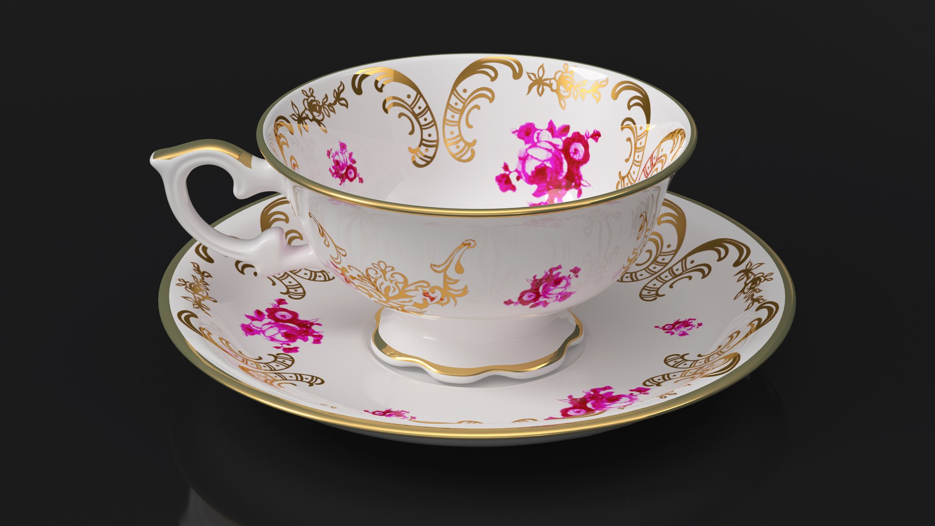 3D Antique Teacup And Saucer - TurboSquid 2106235