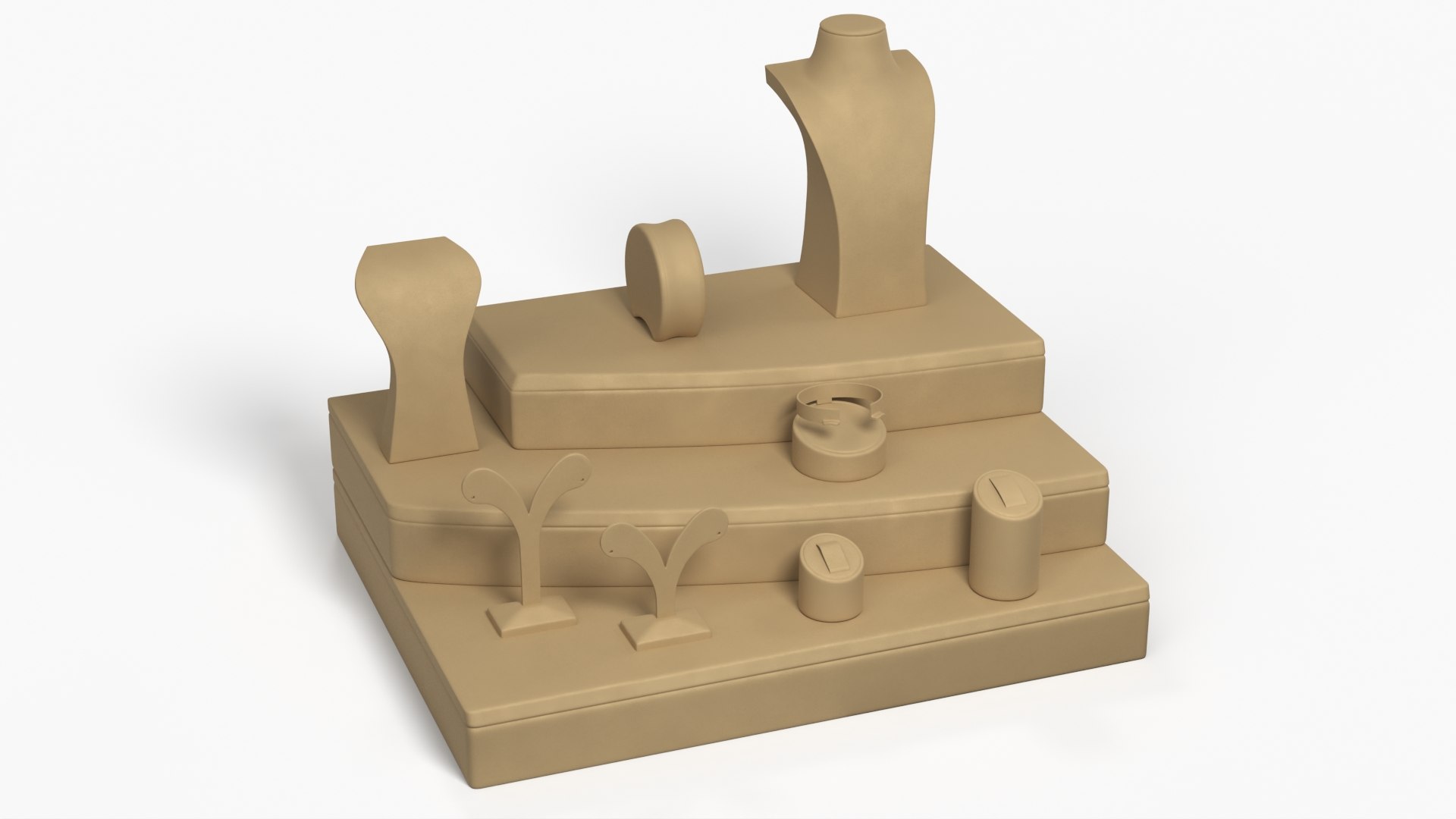 3D Display Case With Gold Jewelry - TurboSquid 2413873