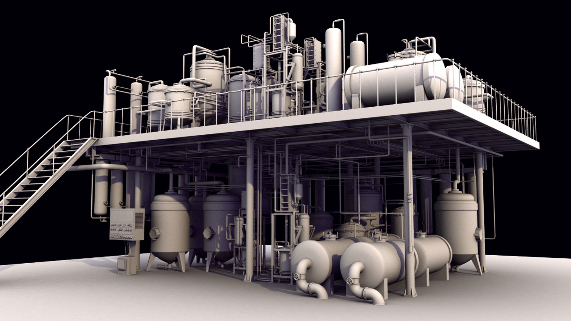3d Factory Mixed Pipe Unit Model