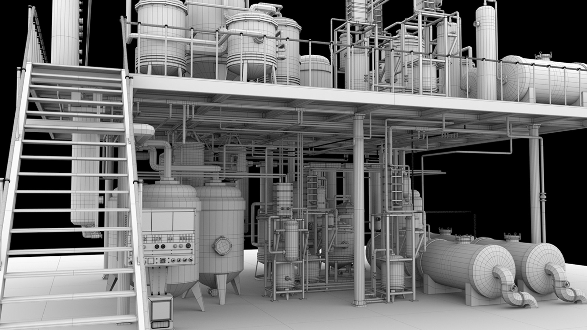 3d Factory Mixed Pipe Unit Model
