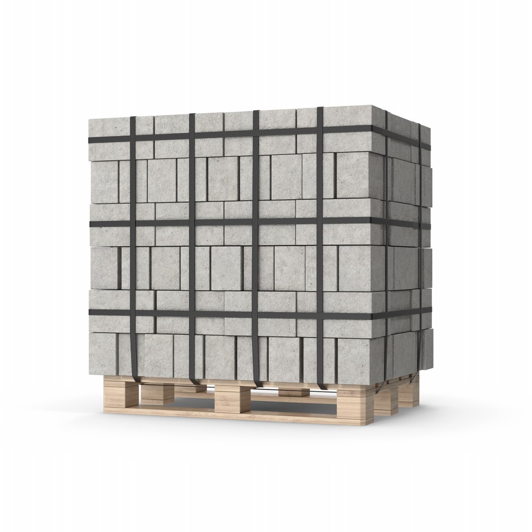 3D Concrete Blocks On Wood Pallet - TurboSquid 2141217