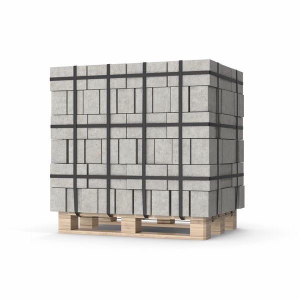 modelo 3d Bloques de hormigón sobre palet de madera - TurboSquid 2141217
