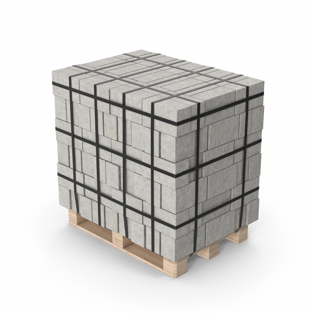 3D Concrete Blocks On Wood Pallet - TurboSquid 2141217