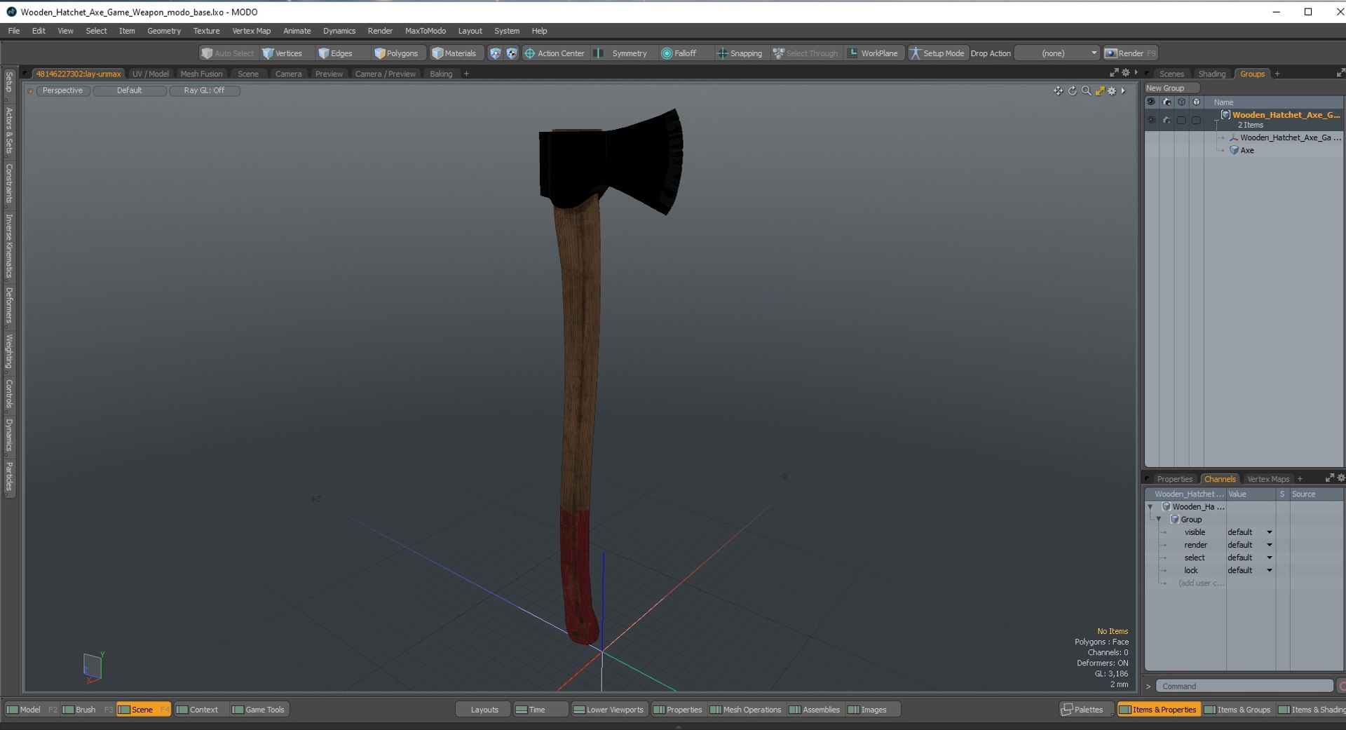 3D Model Wooden Hatchet Axe Game Weapon - TurboSquid 2136678