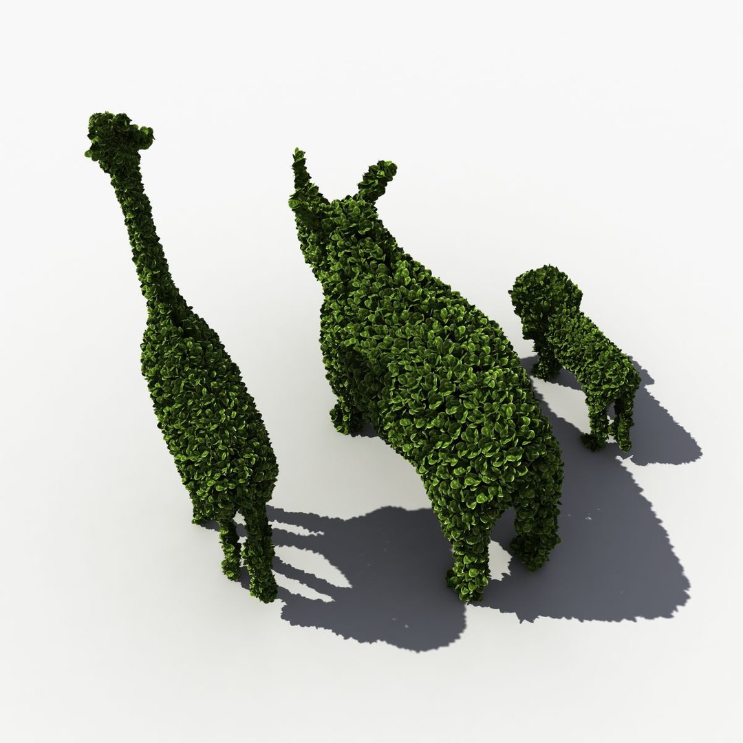 3d Bushes Animals Model