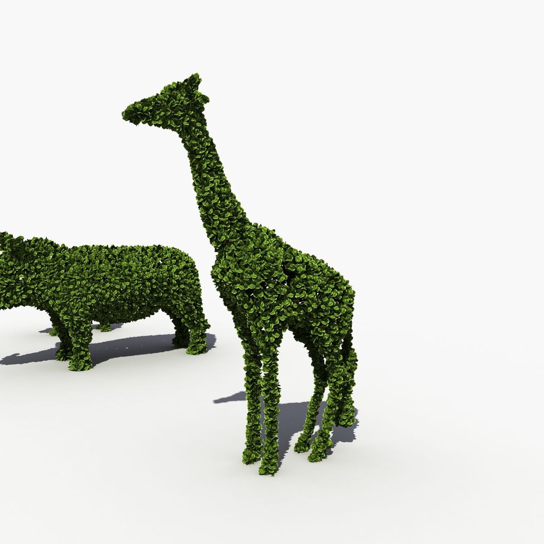 3d Bushes Animals Model