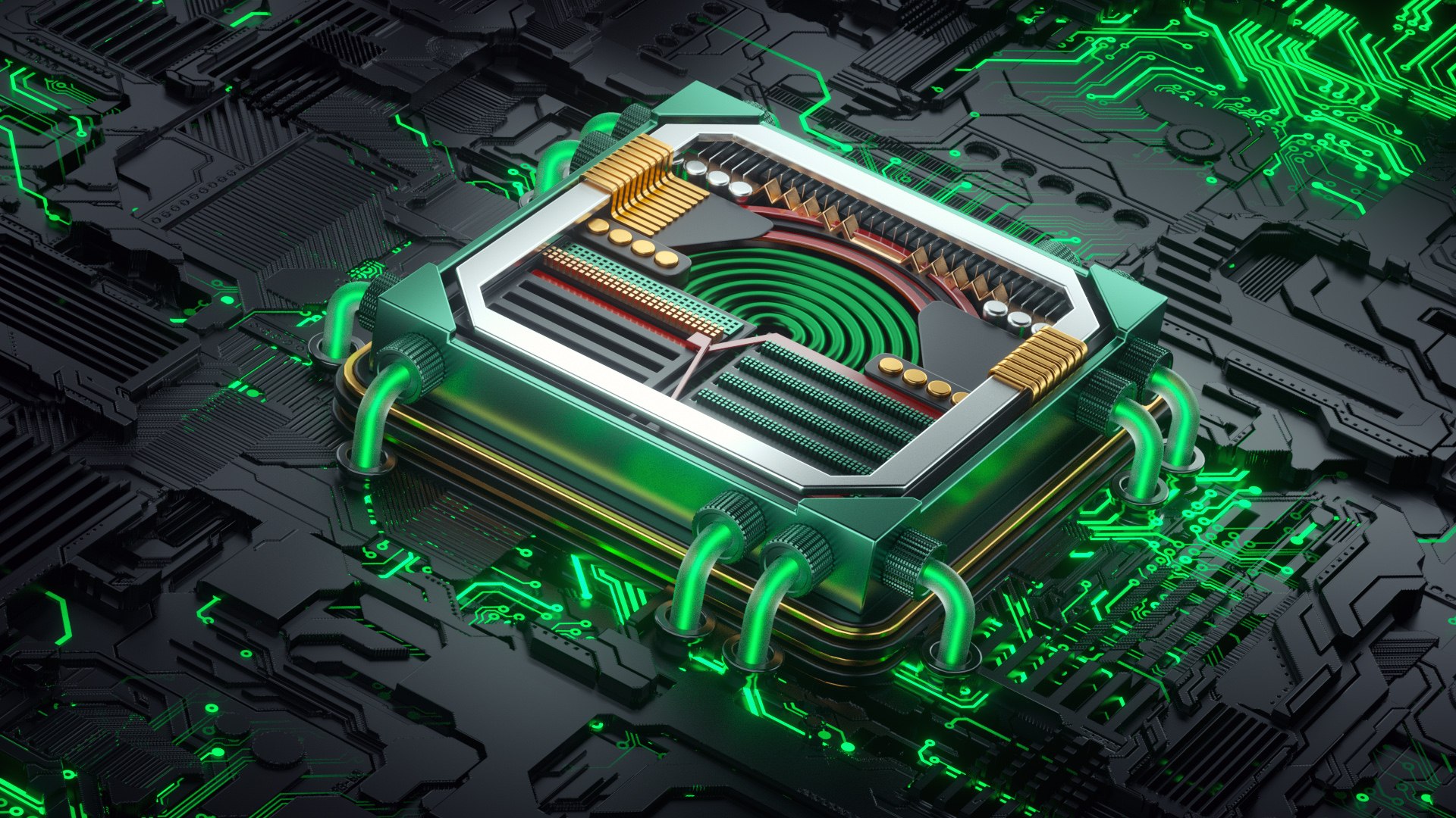 3D Sci-fi Digital Electronic Chip Model - TurboSquid 2250928