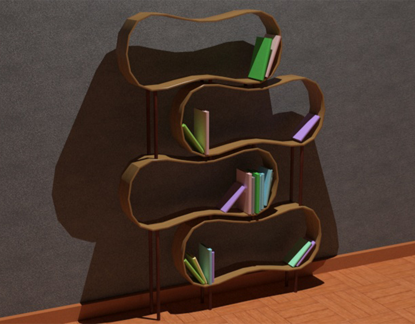 3D bookshelf - TurboSquid 1708968