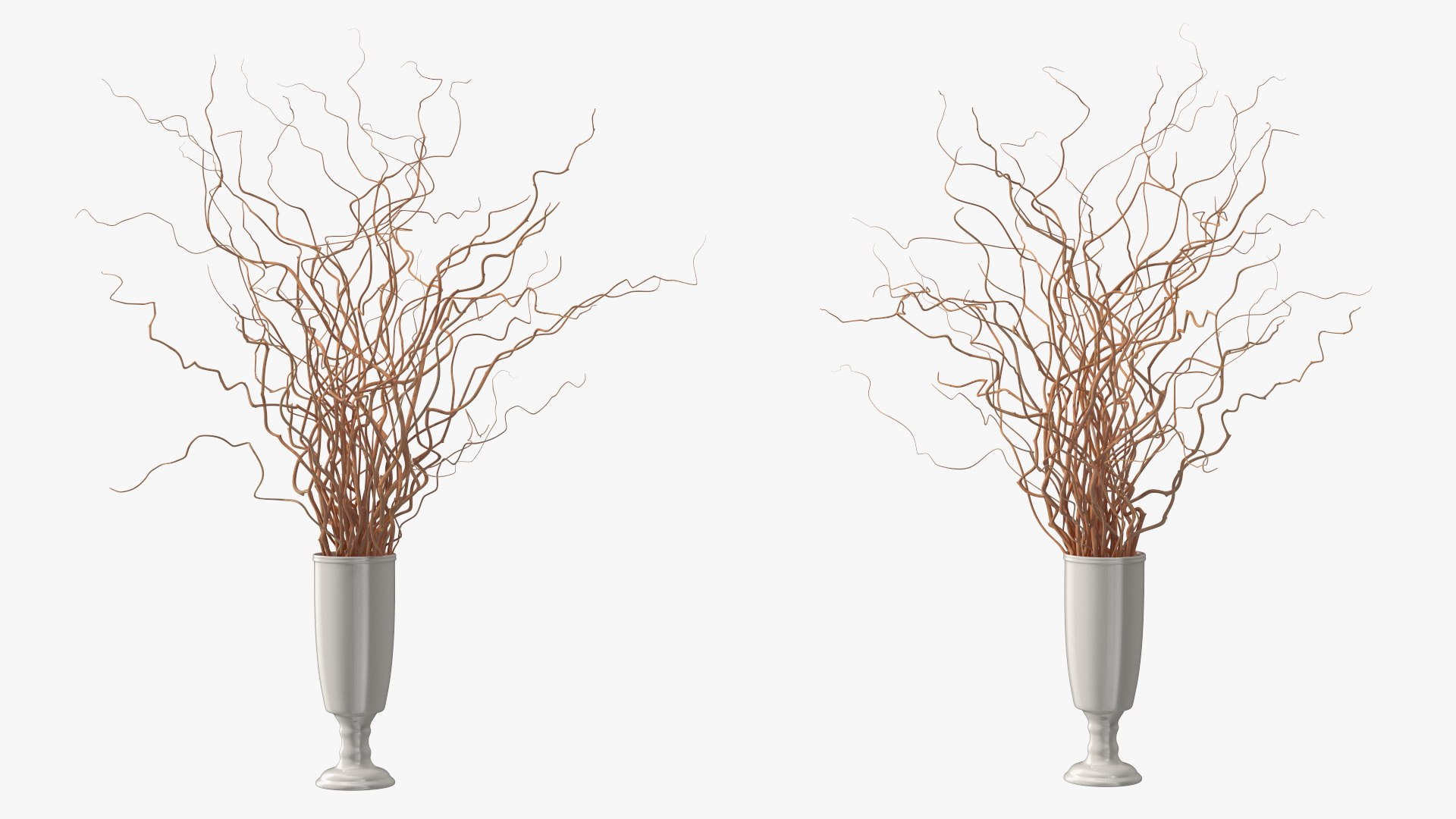 3D Dried Natural Curly Willow in Porcelain Vase model - TurboSquid 2040336